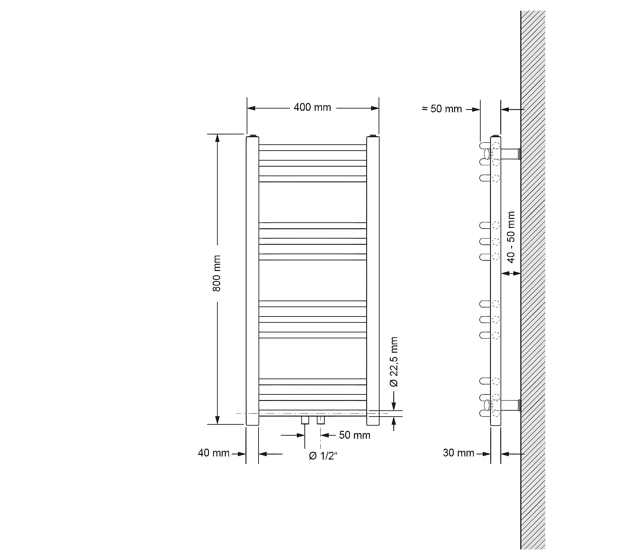 ECD Germany Radiatore Scaldasalviette Radiatore da Bagno Bianco Curvo ...