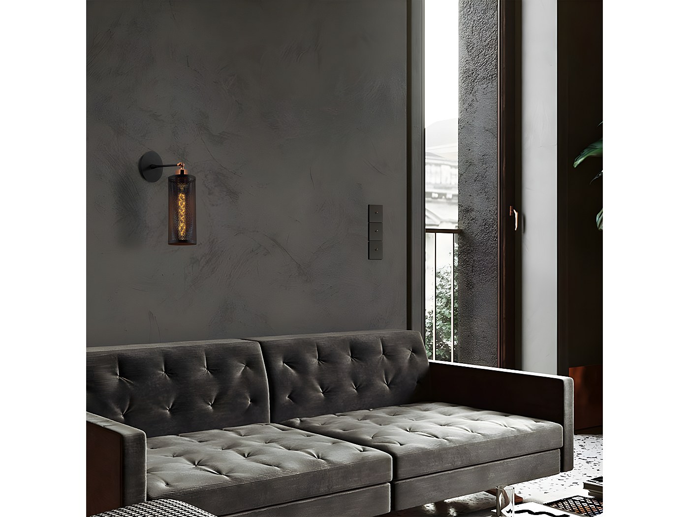 Applique Marismo con struttura cilindrica in griglia nera 1xE27