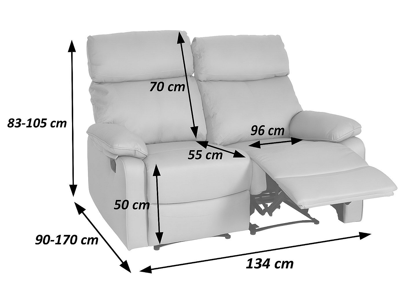 Silla de cine de 2 plazas MCW-L93, gris oscuro