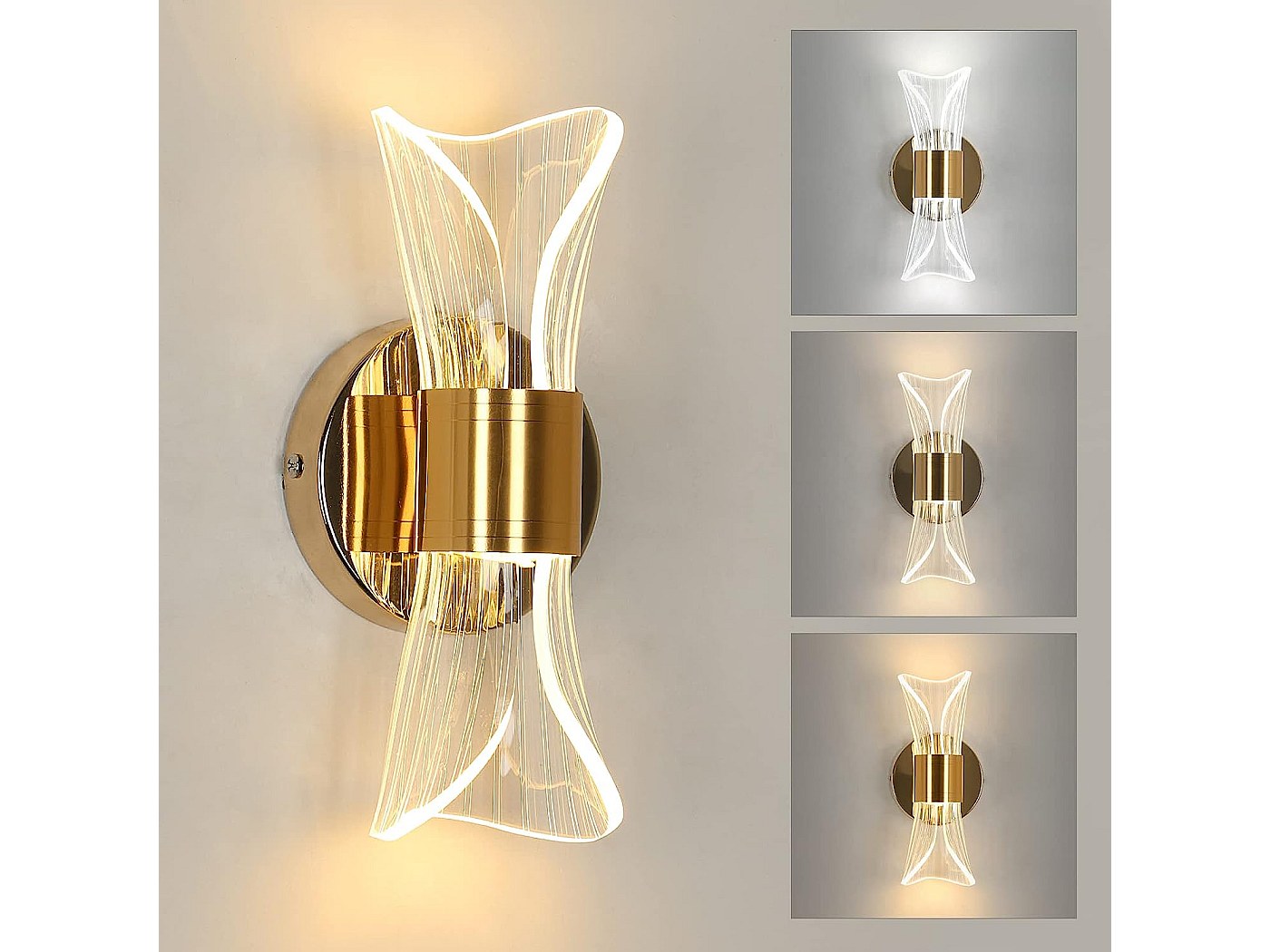 Luce da parete interno LED moderna Dimmabile, oro, 22*10*8 cm, design ...