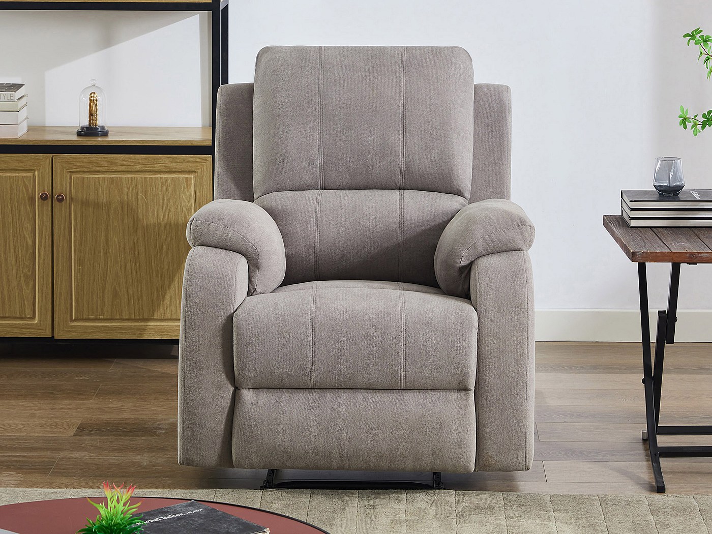 Fotel z funkcją relax z jasnoszarej mikrofibry - BRODY