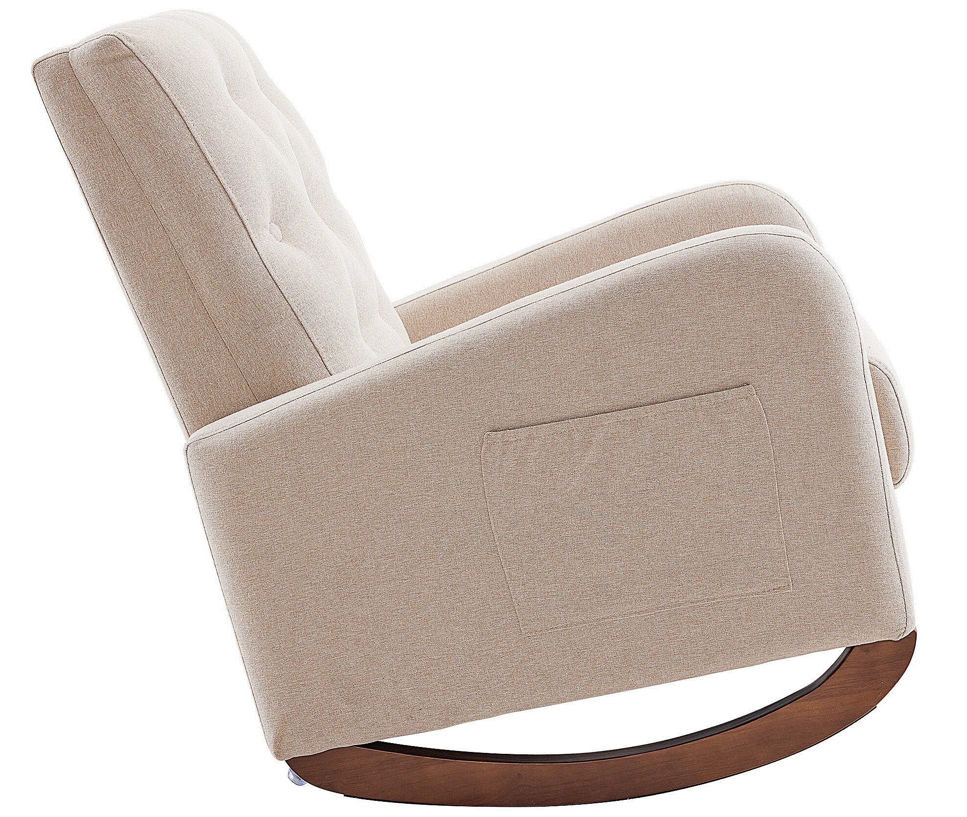 Fauteuil à bascule en velours avec poche latérale beige
