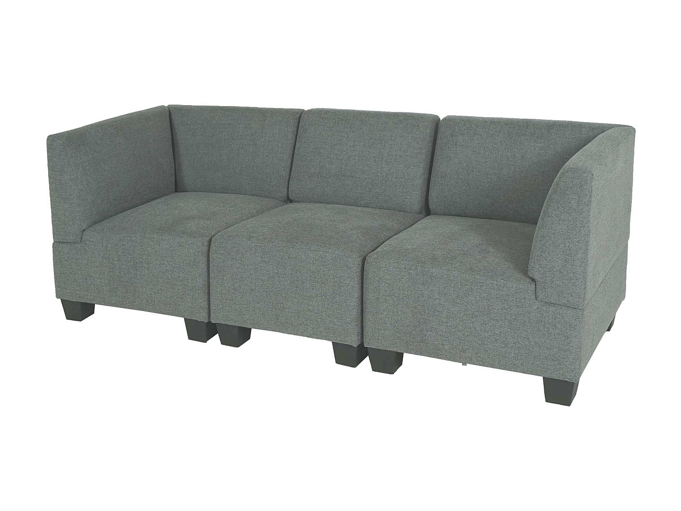 Modulaire 3-zits bank Moncalieri, grijs, hoge armleuningen