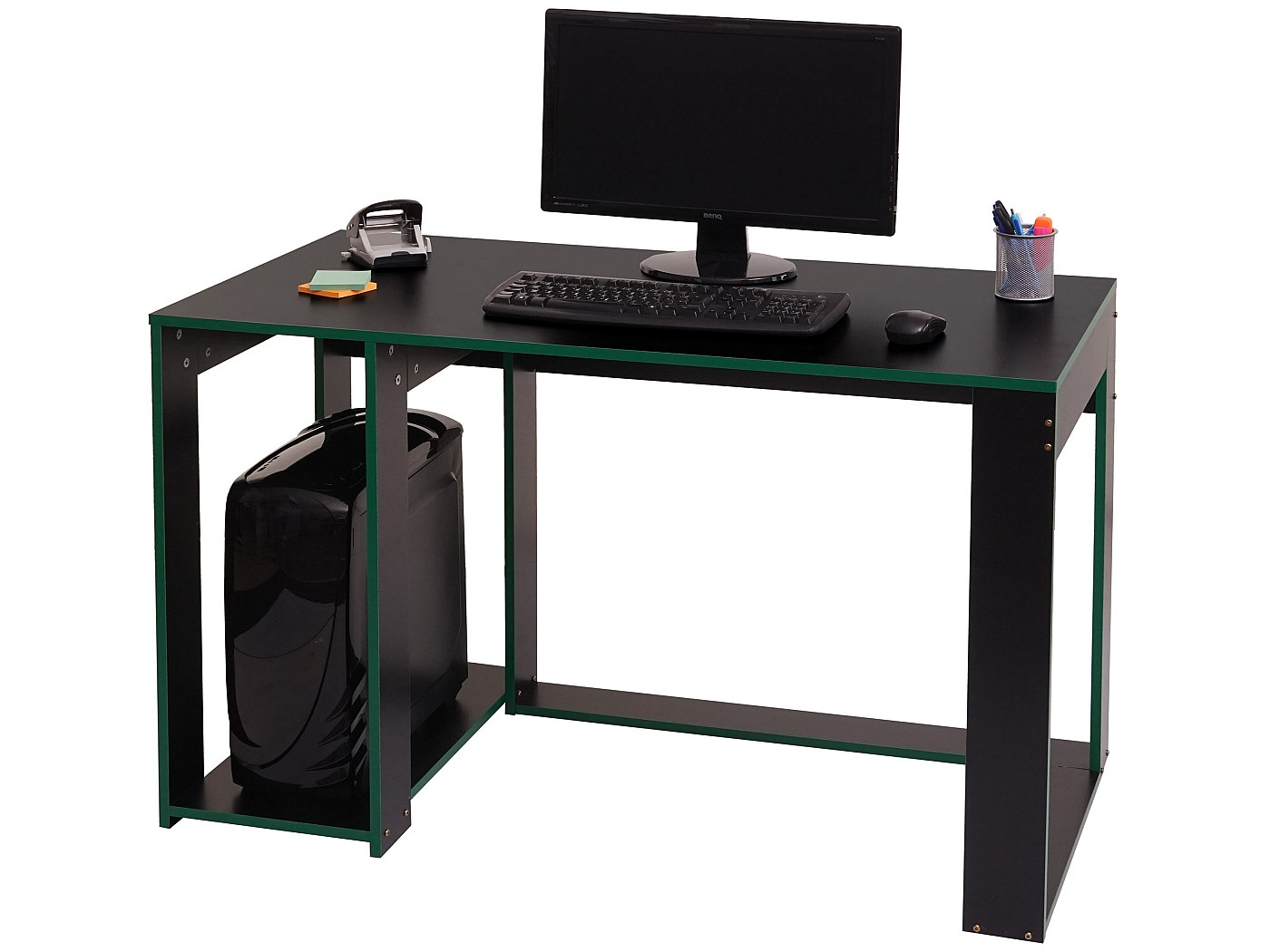 Scrivania ufficio computer MCW-J26 MDF 60x120x76cm nero e verde
