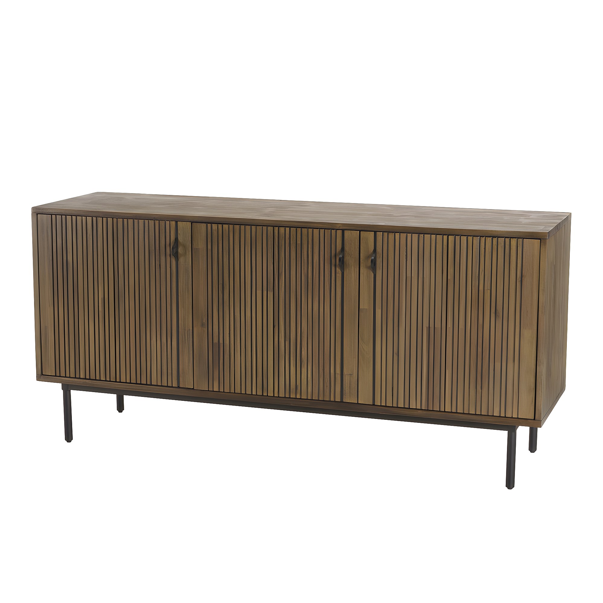 Buffet 3 portes en acacia avec pieds en métal noir
