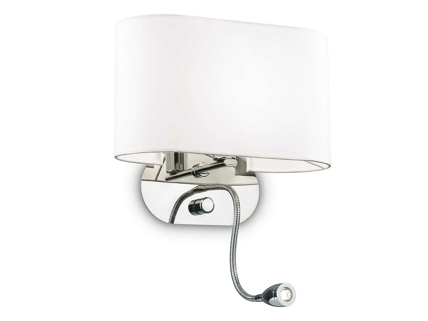 Aplique rectangular con base cromada y pantalla blanca