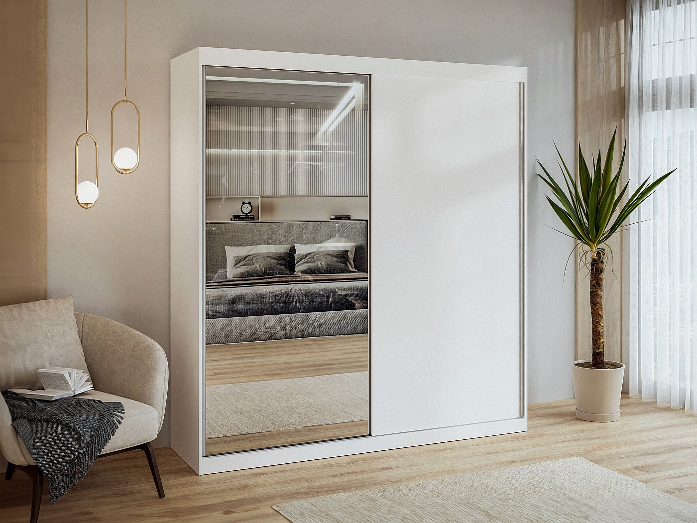 Schiebe Kleiderschrank Mit Spiegel