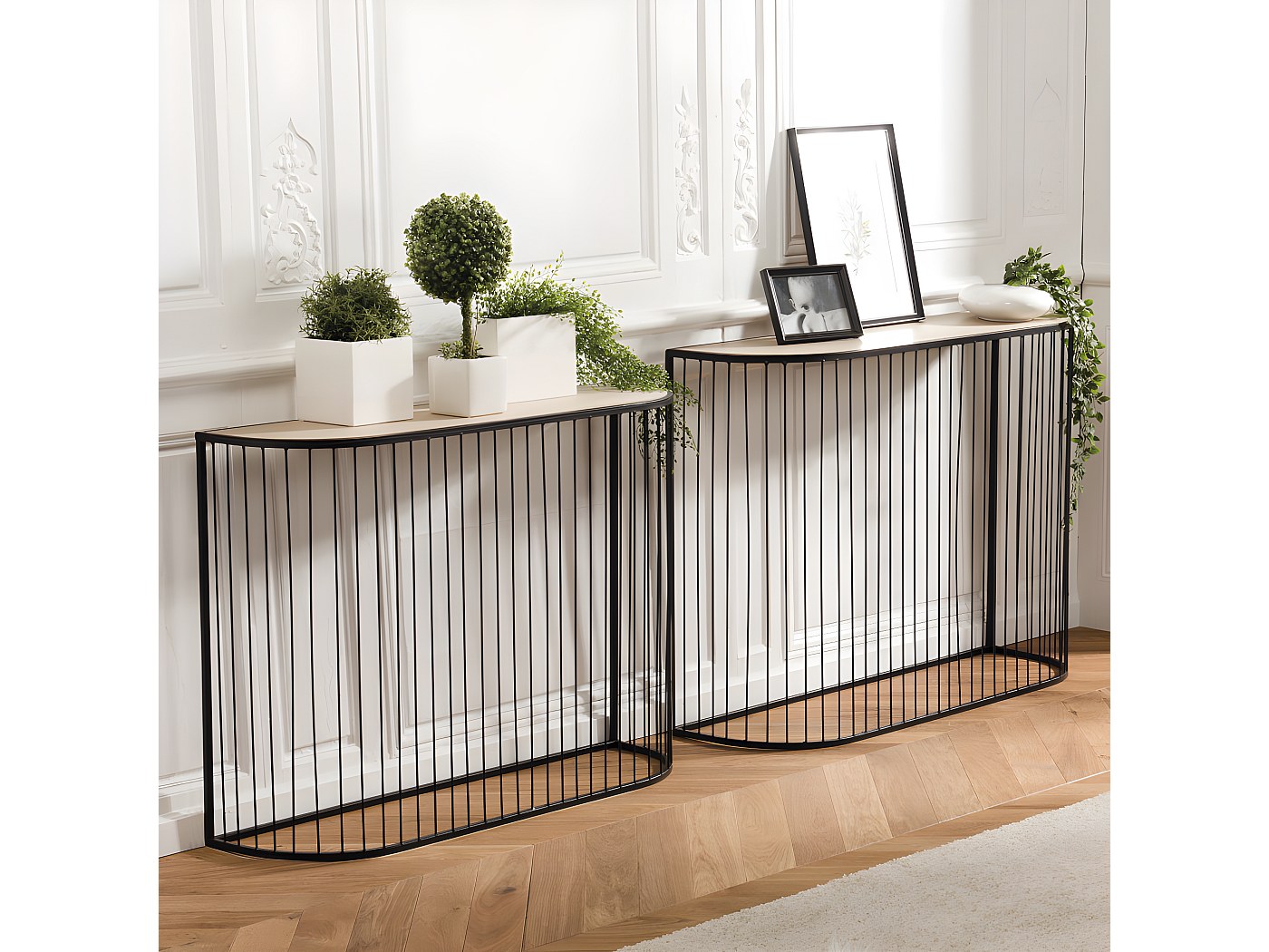 Set de 2 consoles avec structure métallique noire