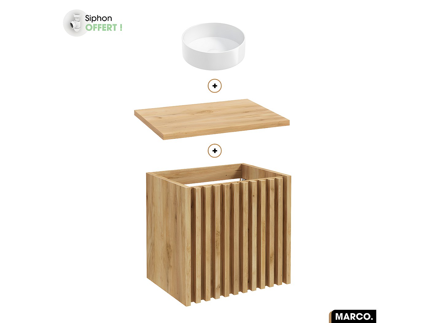 Ensemble meuble sous vasque avec vasque à poser - Siphon OFFERT | MARCO ...