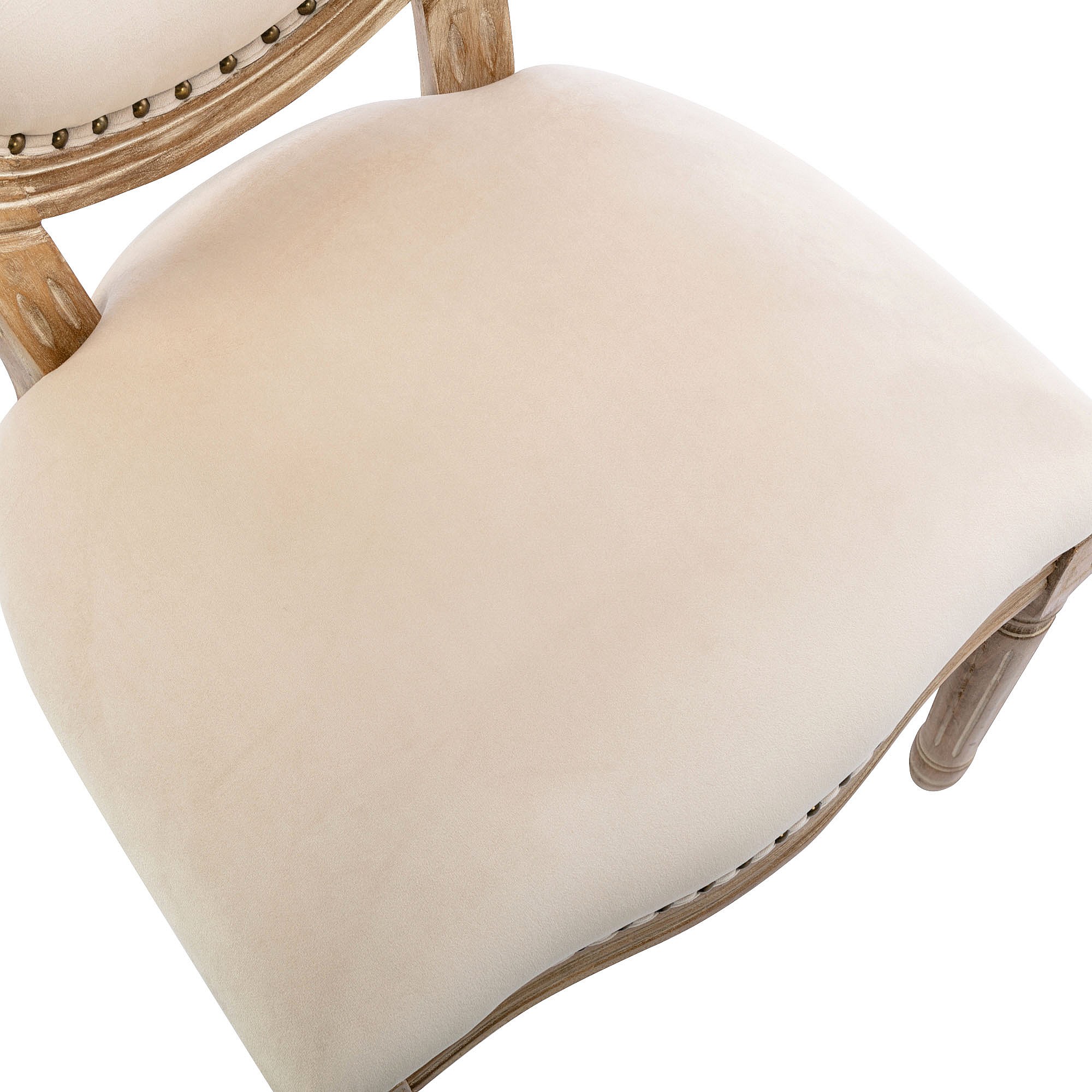 Lot de 4 Chaises rembourrées en velours avec dossier rond et pieds ...