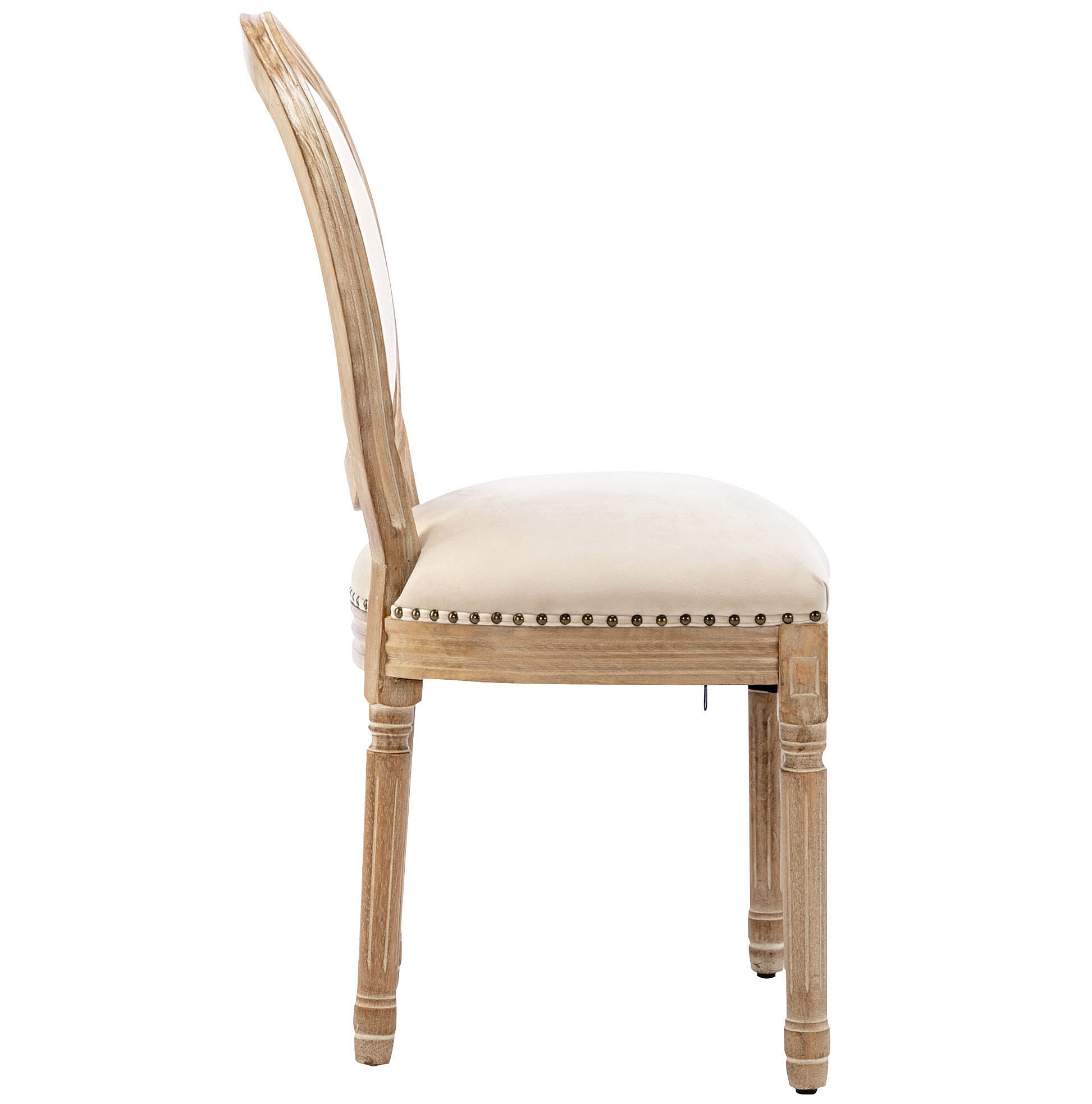 Lot de 4 Chaises rembourrées en velours avec dossier rond et pieds ...