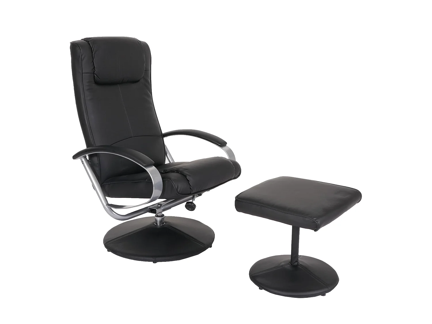 Poltrona relax N44 ecopelle inclinabile con poggiapiedi nero