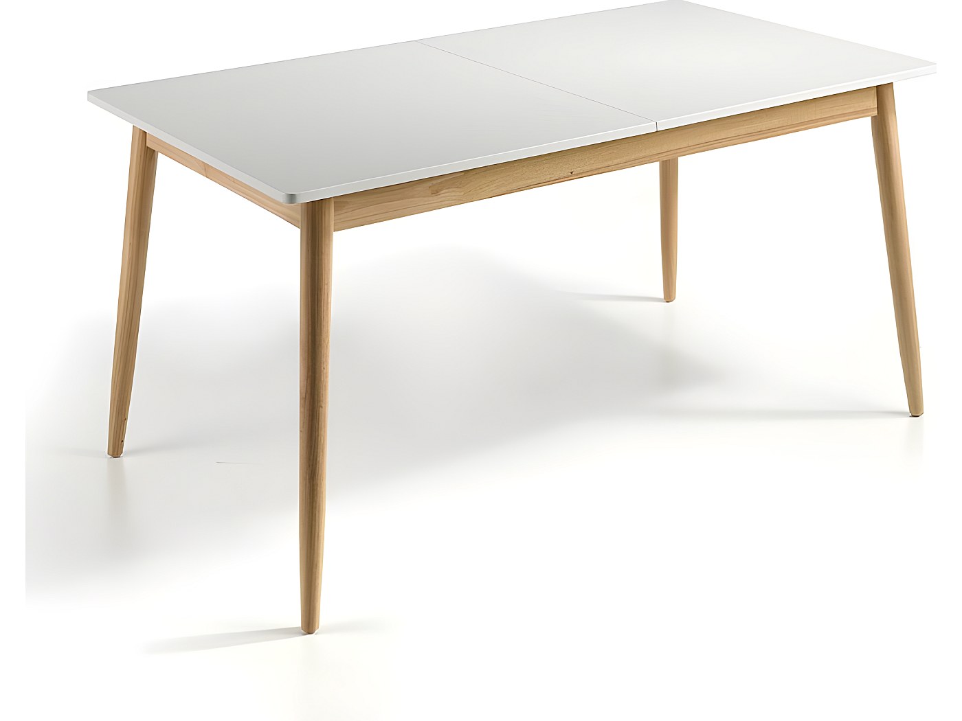 Mesa de comedor extensible - MDF Blanco y roble, 160/210x80x76 cm - LUCAS