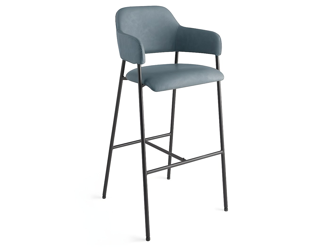 Set de 2 taburetes - Polipiel Azul, 51x82x106 cm - DRIA