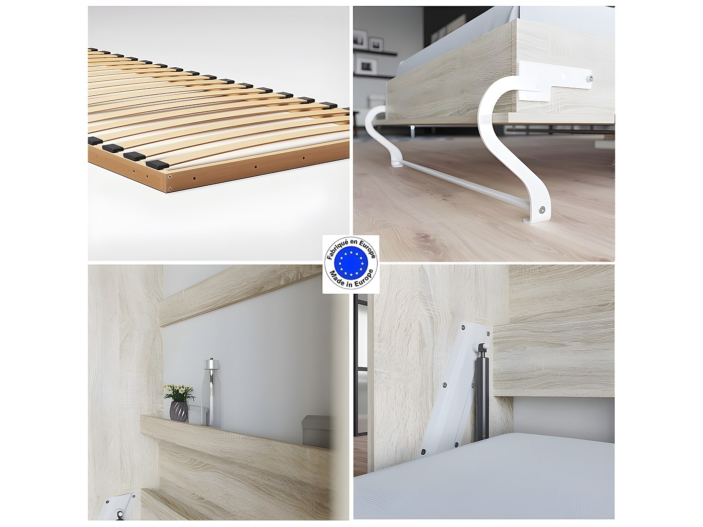 Lit escamotable +2 Placards Vertical 120x200+(50x2)cm Lit Rabattable ...