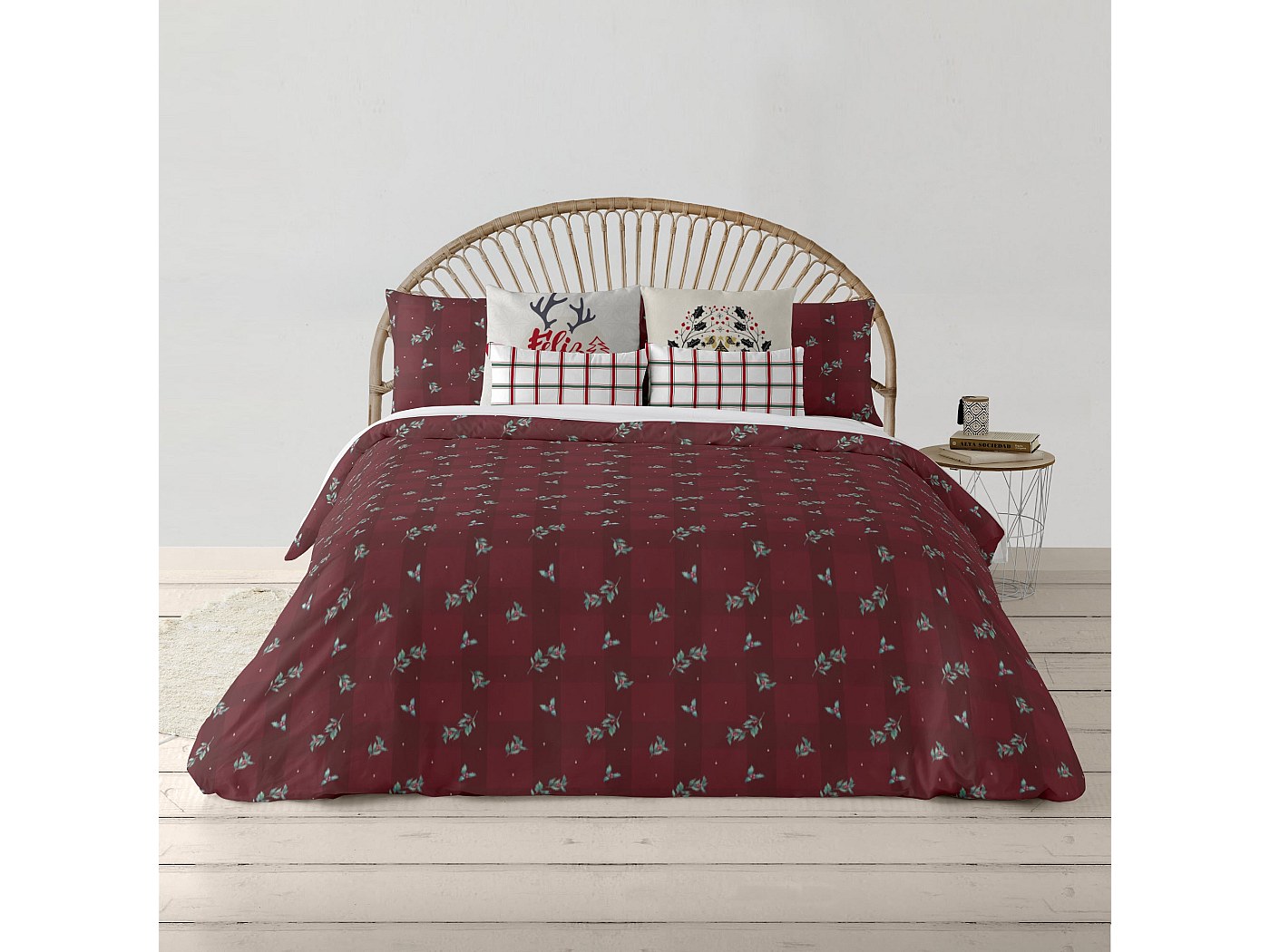 Housse de couette réversible en velours avec boutons-pression Red ...