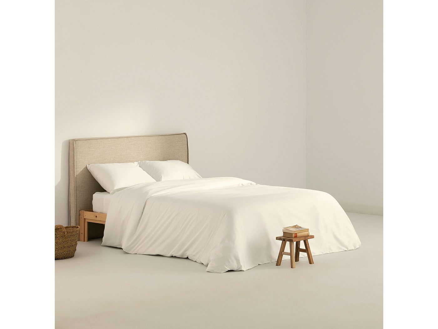 Housse de couette en satin 300 fils Blanc - 155x220 cm