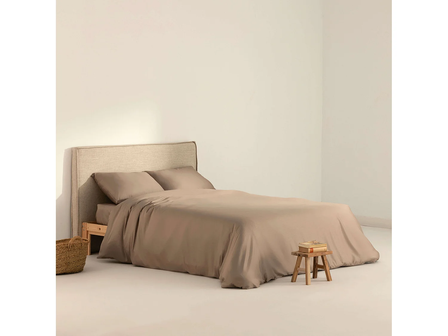 Housse de couette en satin 300 fils Greige - 260x240 cm