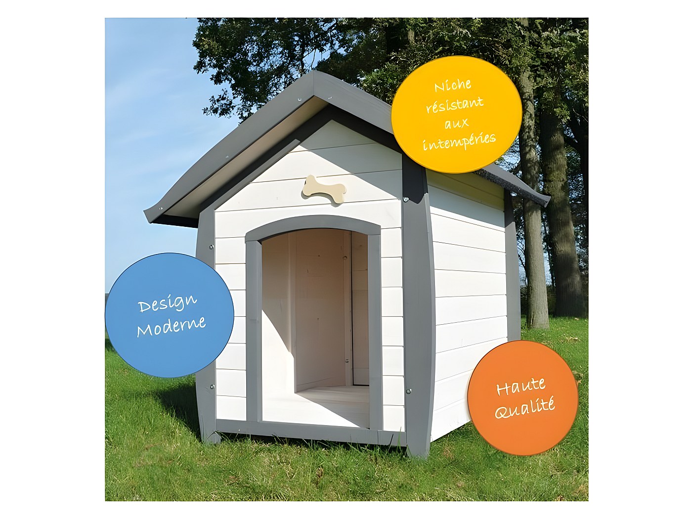 Niche Chien en bois moderne de haute qualite BELLA 222 taille L 86 x ...