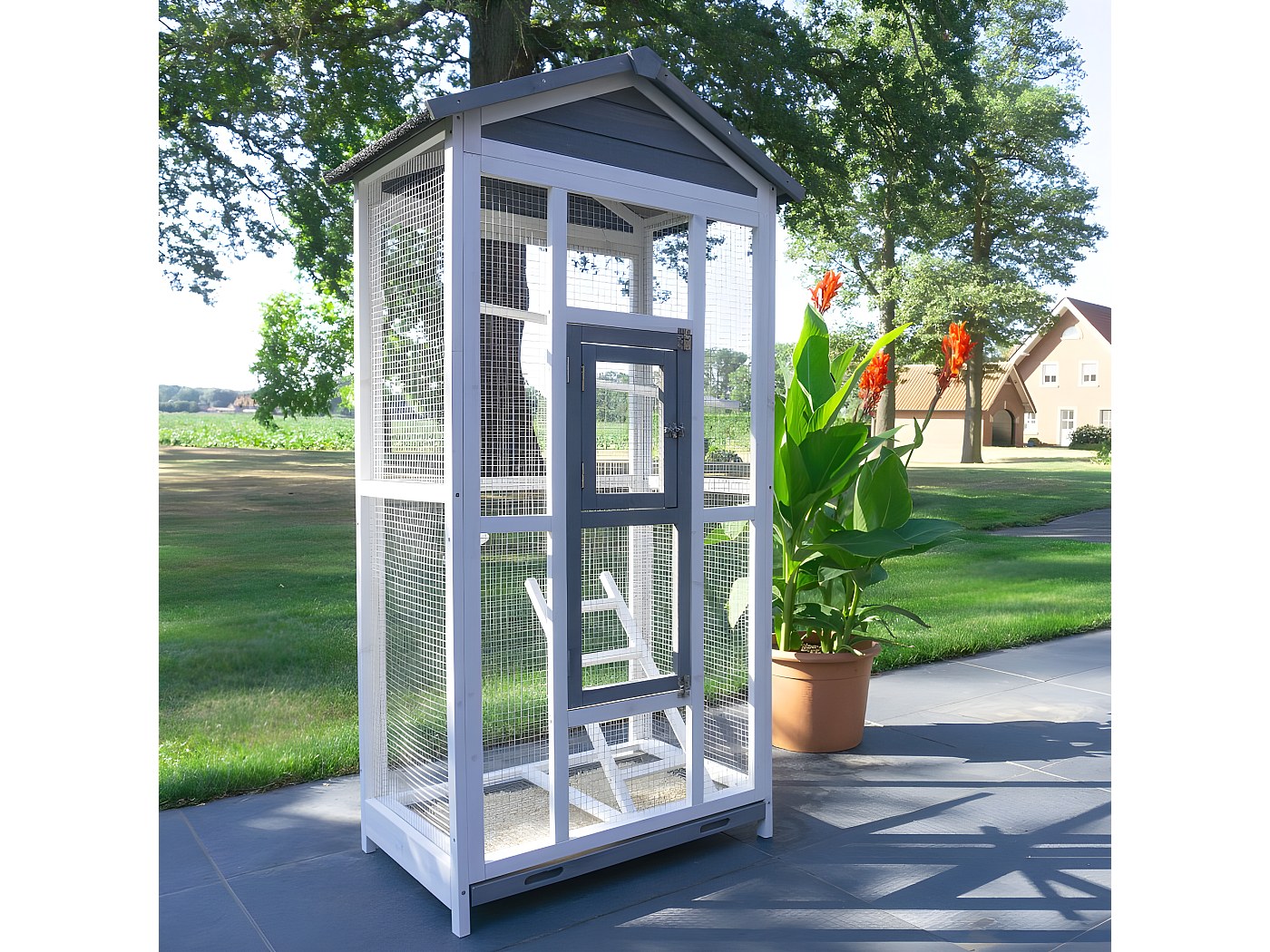 Volière Cage à oiseaux en bois de haute qualité 82x57x160cm pour ...