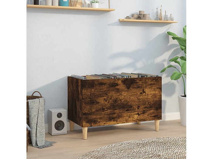 Mueble discos madera contrachapada roble ahumado 74,5x38x48 cm