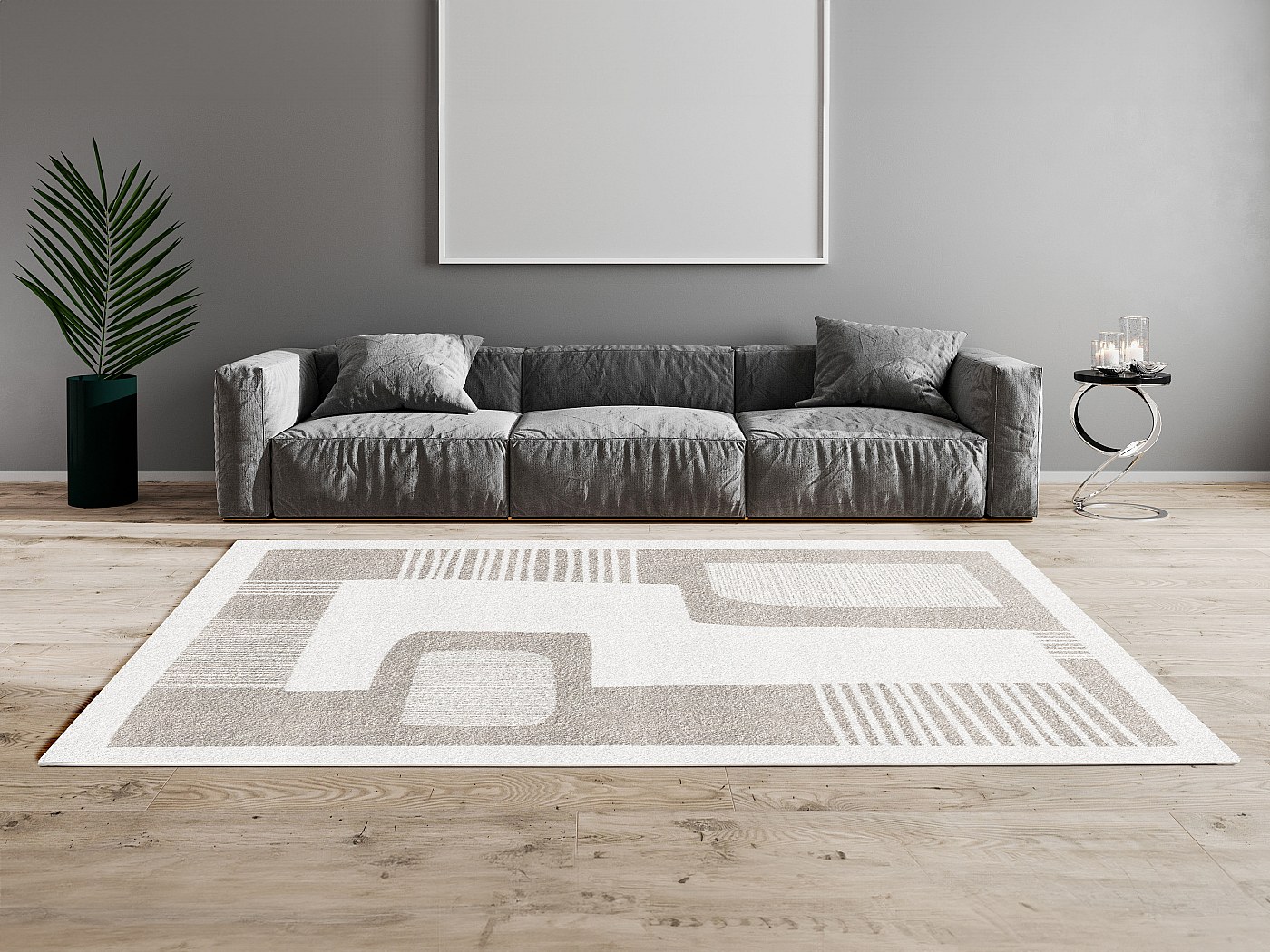 Tapete design com motivo abstrato 160x230 cm cinza e bege - VENUSA