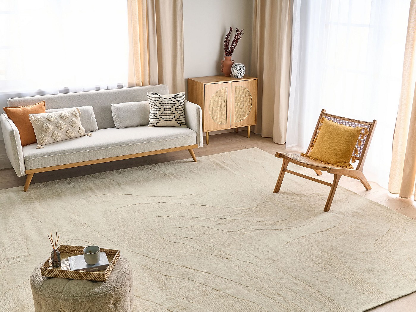 Vloerkleed wol beige 300 x 400 cm SASNAK
