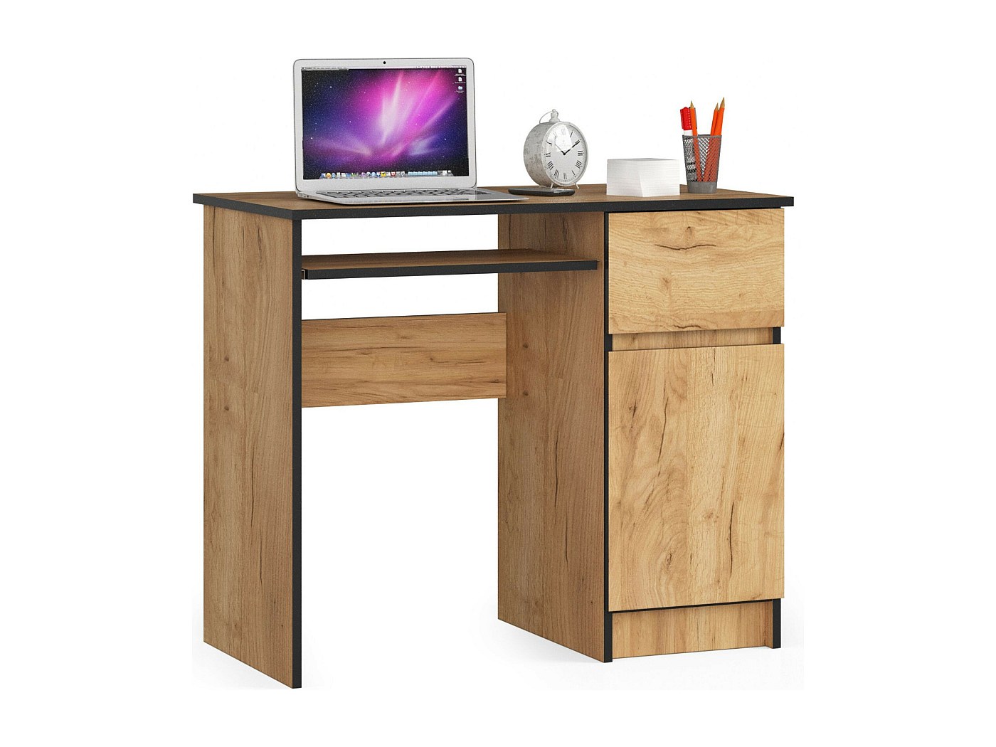 Scrivania per computer AKORD PIKSEL Quercia Craft 90 cm 1 porta 1 cassetto 90x50x77 cm Modello a ...