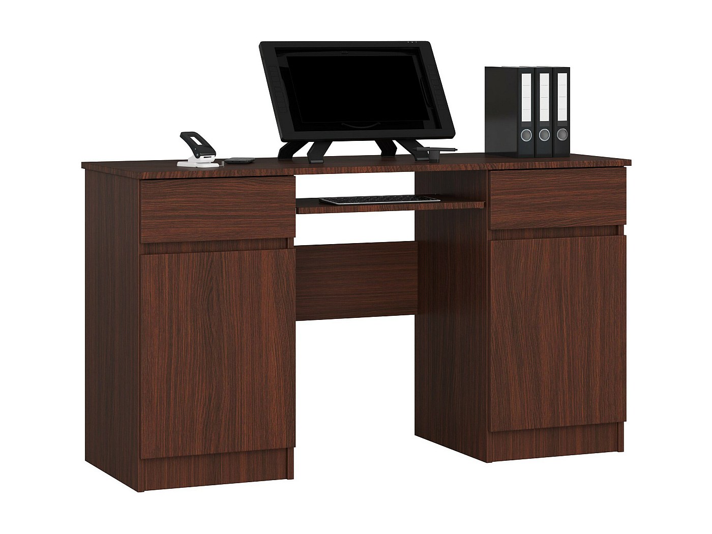 PC-Schreibtisch AKORD A5 in der Farbe Wenge mit 2 Schubladen und 5 ...