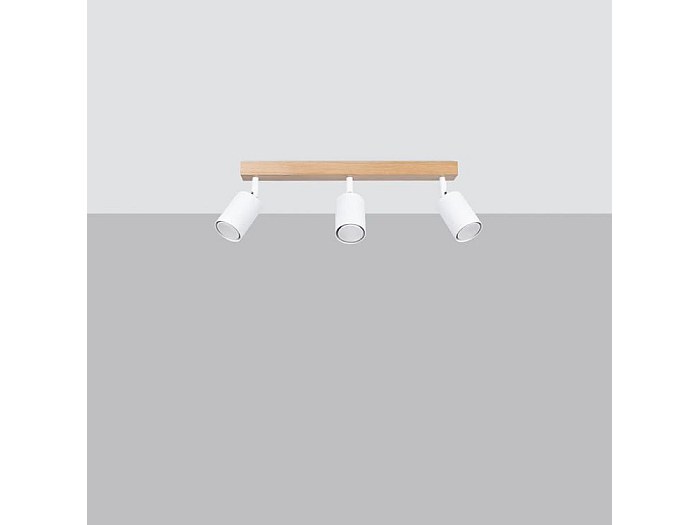 Lampada a soffitto moderno di acciaio/legno - 3 sorgenti luminose - L ...