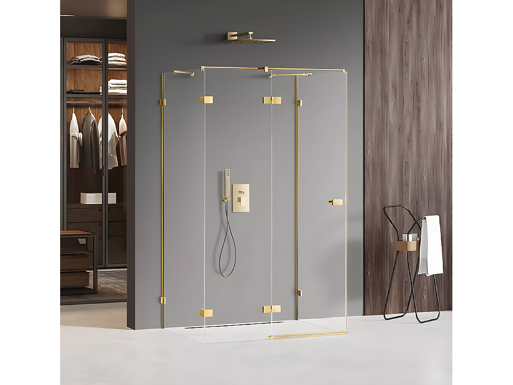 Cabine de douche gauche 80x100 pivotante MIAMI GOLD,couleur: doré ...