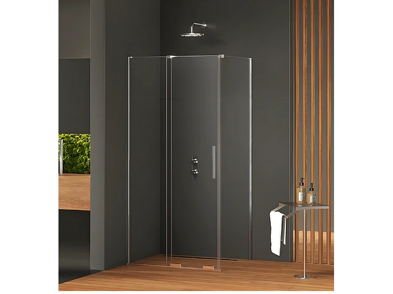 Cabine de douche 120x120cm coulissante MALDIVES CHROME, chrome, acces ...