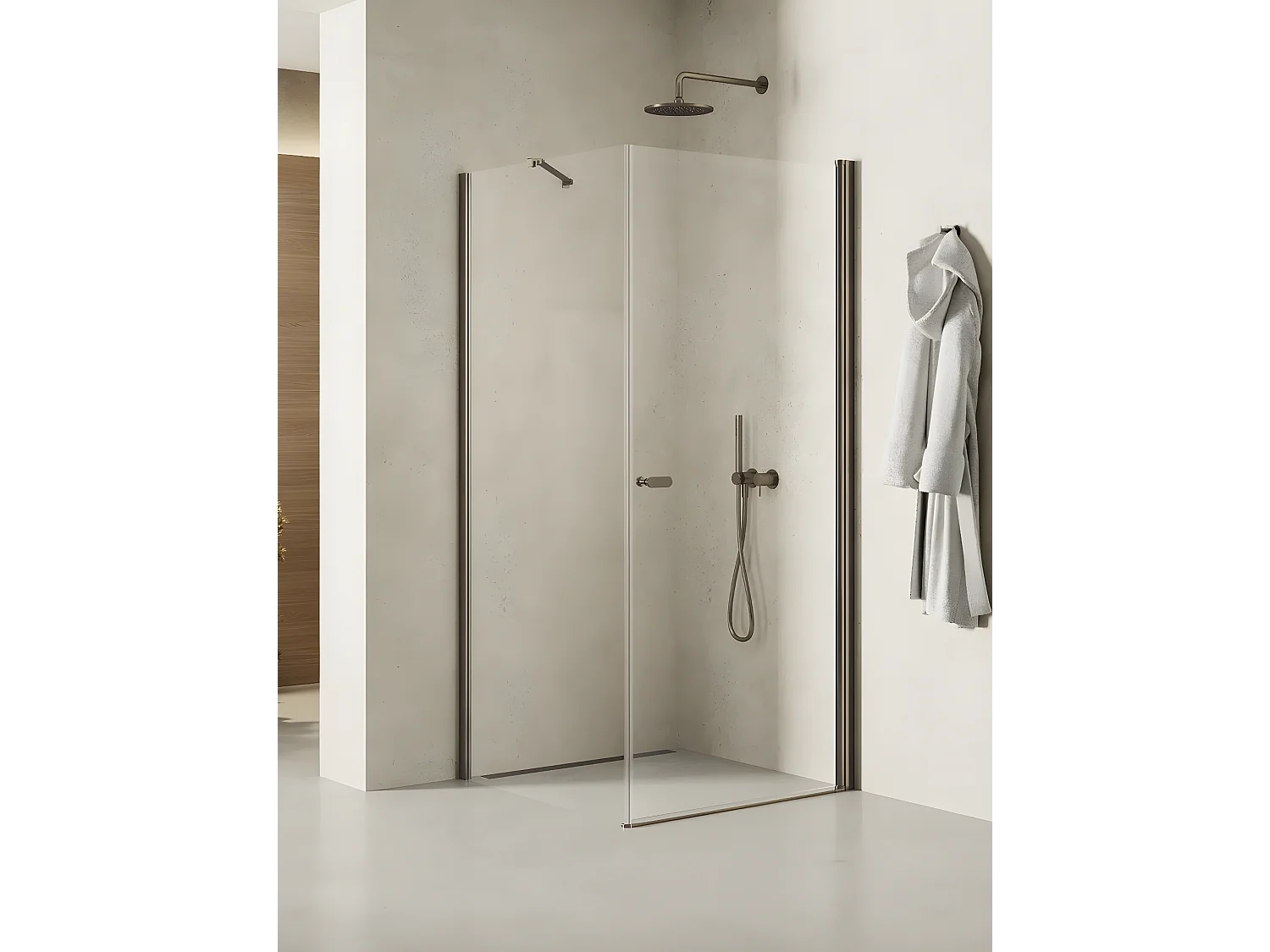 Cabine de douche pivotante 90x100 cm inox brossé ANTILLES GUNMETAL BRUSHED