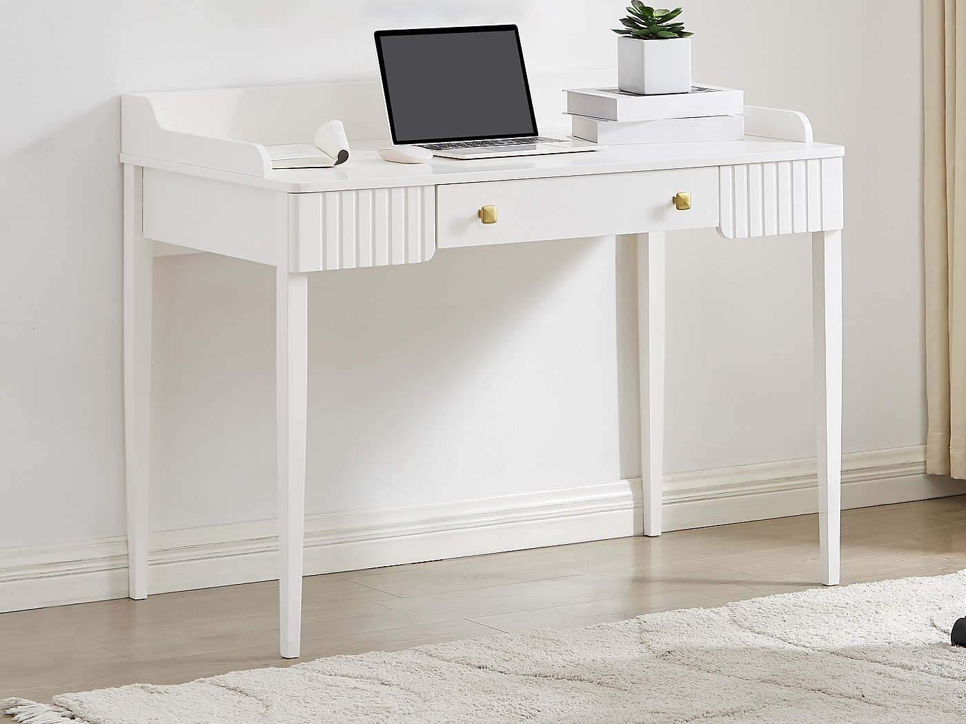 Bureau console avec 1 tiroir en MDF blanc mat - RENEVI de Pascal Morabito