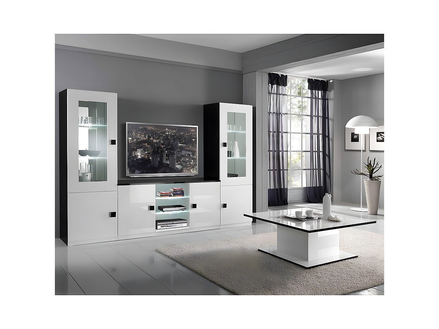 COLUMBUS / ALYSSA - Table Basse Rectangulaire Laquée Brillant Blanc