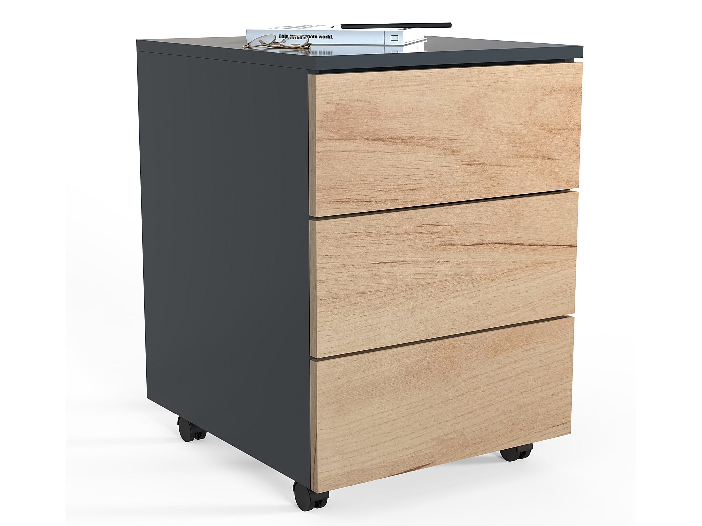 Dalosa703SB tiroir cassette 3 tiroirs anthracite, chêne décor.