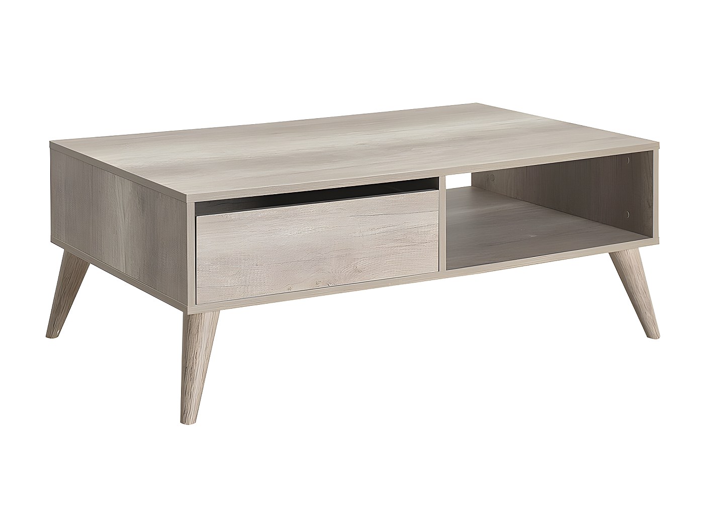 Couchtisch mit 1 Schubladen - Spanplatte - braun - SHIRANA