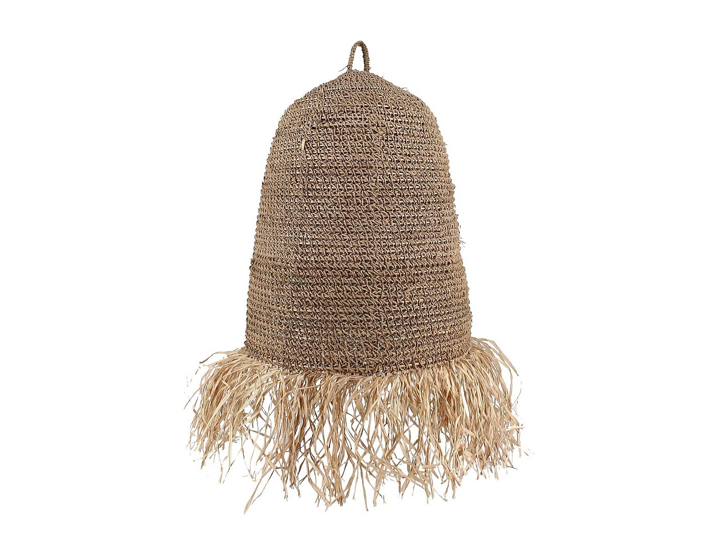 Cache ampoule a franges naturel diam 40 x ht46cm mya