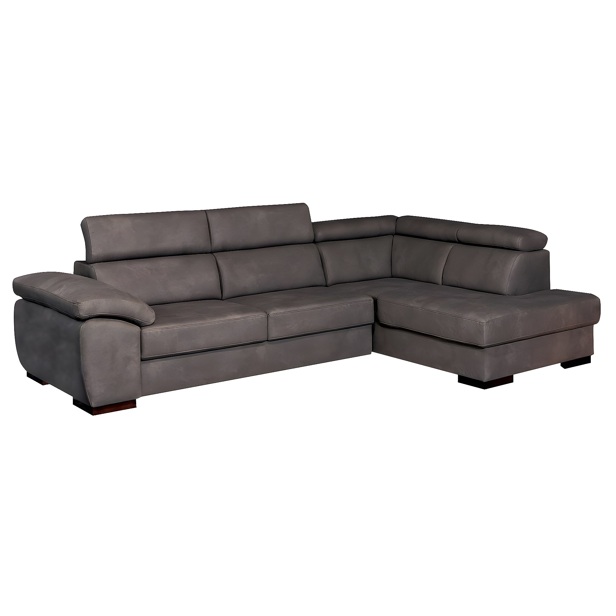 BRUGES - Canapé d'Angle Droit 4 Places Gris Eléphant