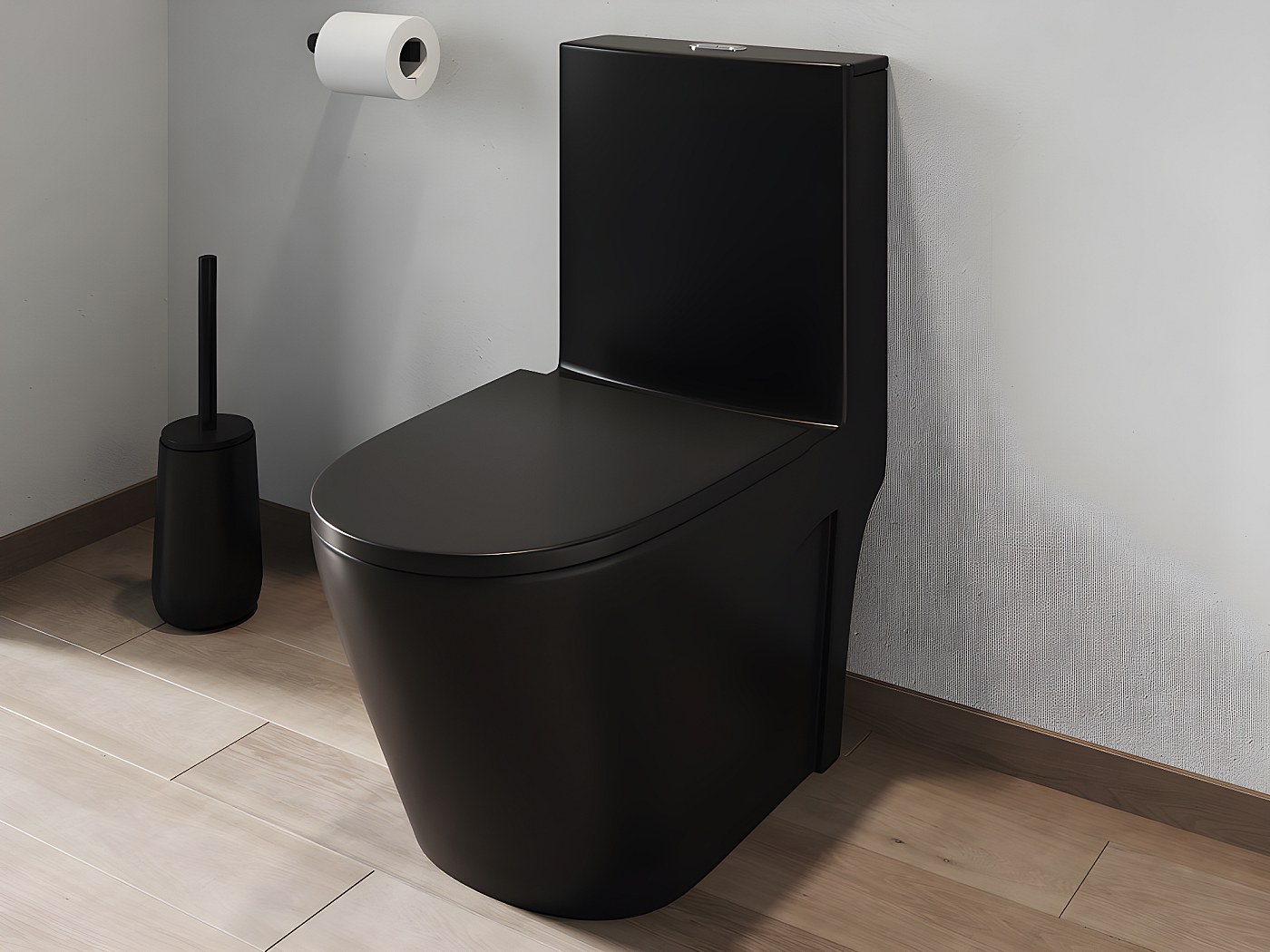 Wc om te plaatsen van zwart mat keramiek met geruisloze wc-bril, NAGILAM