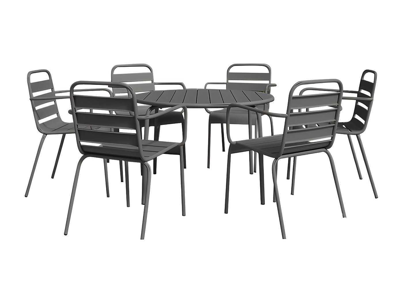 Garten-Essgruppe: Tisch + Sessel - Metall - Anthrazitgrau - MIRMANDE ...