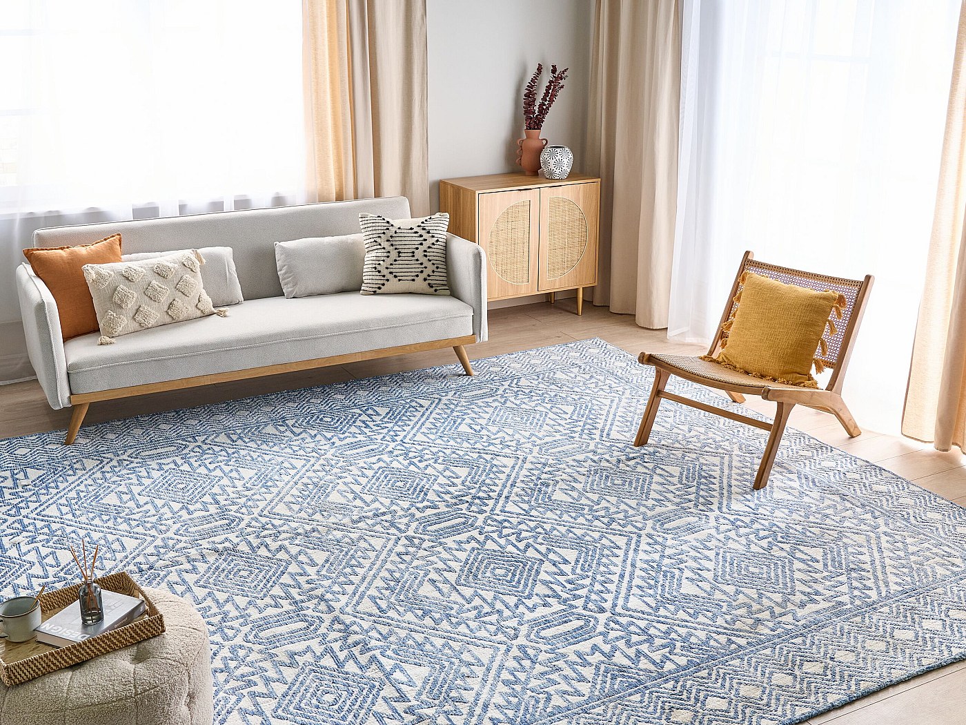 Tappeto blu e bianco 300 x 400 cm KAWAS