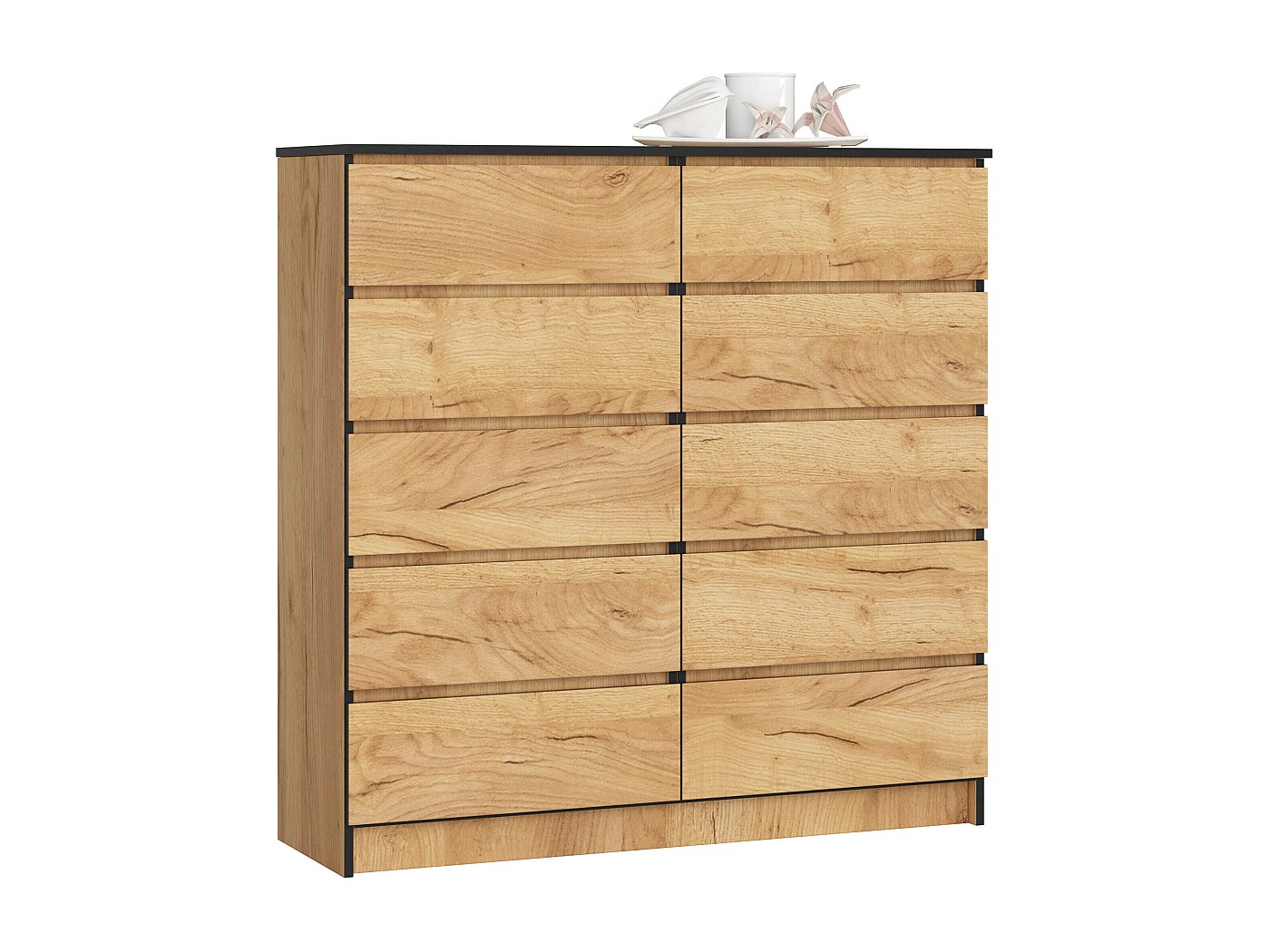 Cómoda AKORD K120 Roble Craft 120 cm 10 cajones frente en color Roble ...