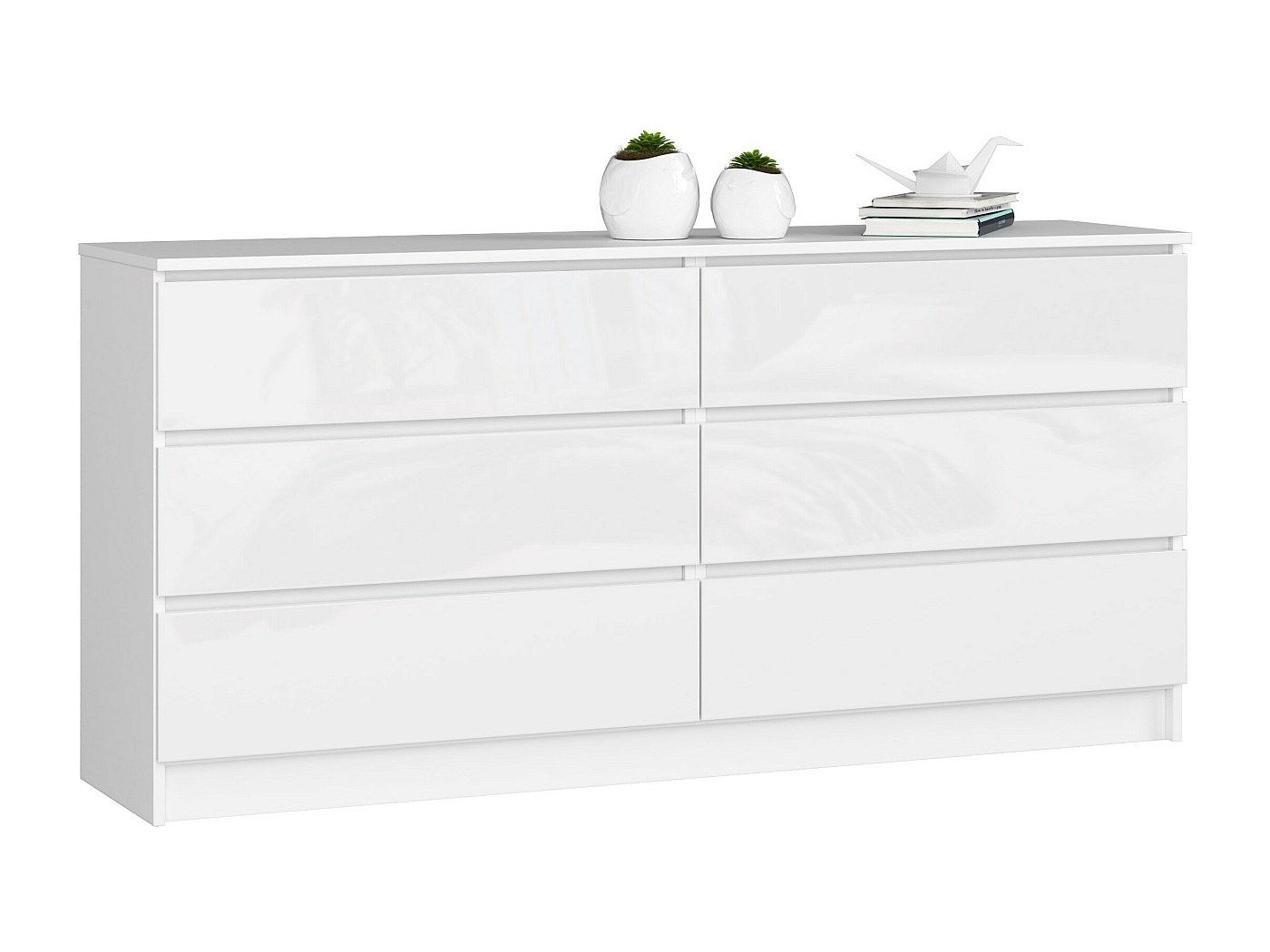 Grande Commode pour le salon AKORD K160 Blanche 160 cm 6 tiroirs façade ...