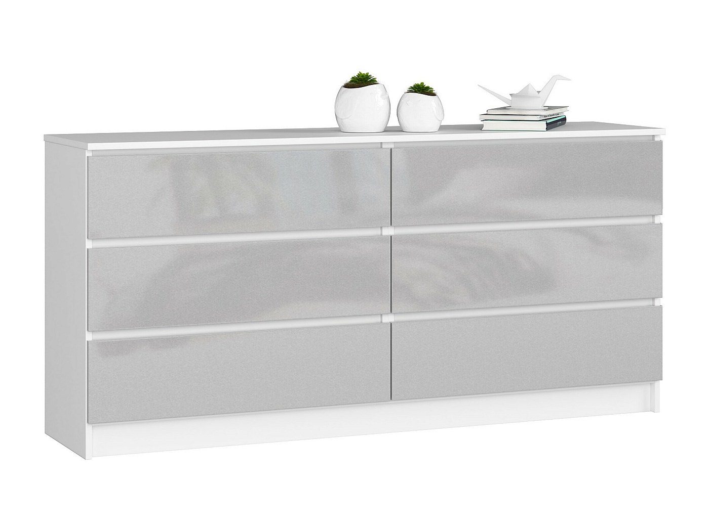 Grande Commode pour le salon AKORD K160 Blanche 160 cm 6 tiroirs façade ...