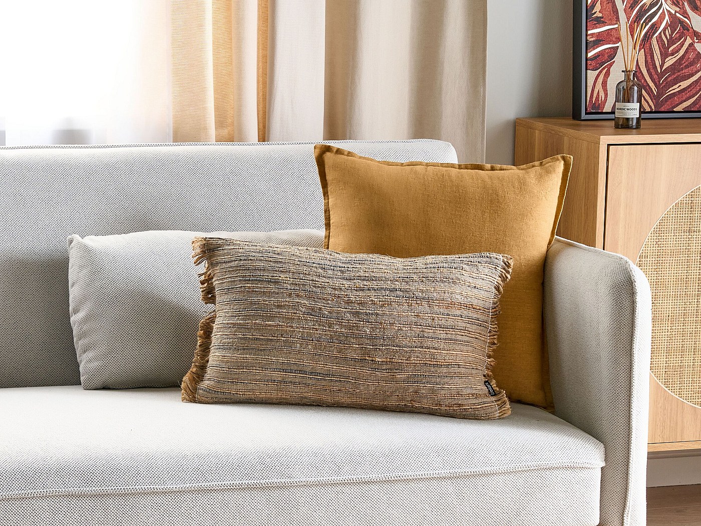 Cojín de yute beige 30 x 50 cm LEDUM