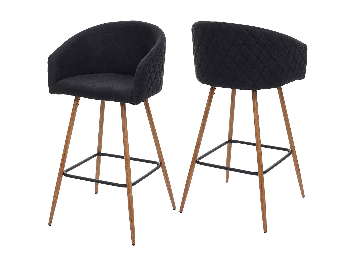 Banco de bar MCW-D72 (conjunto de 2), tecido/têxtil, cinzento antracite