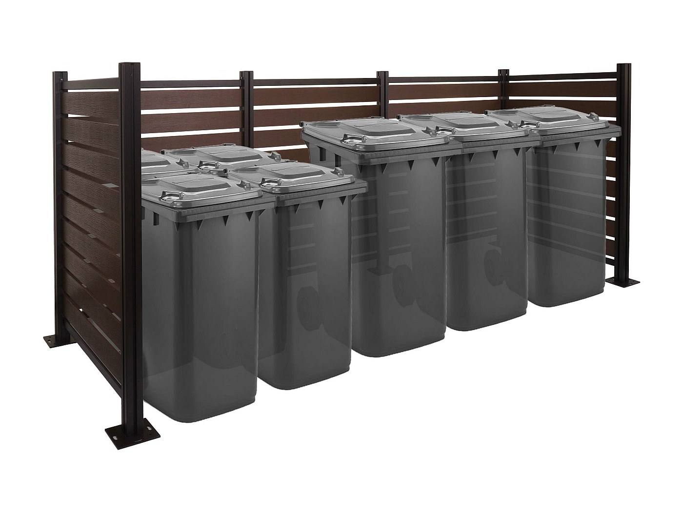 Recinzione fendivista bidoni box spazzatura rifiuti MCW-K57 alluminio ...