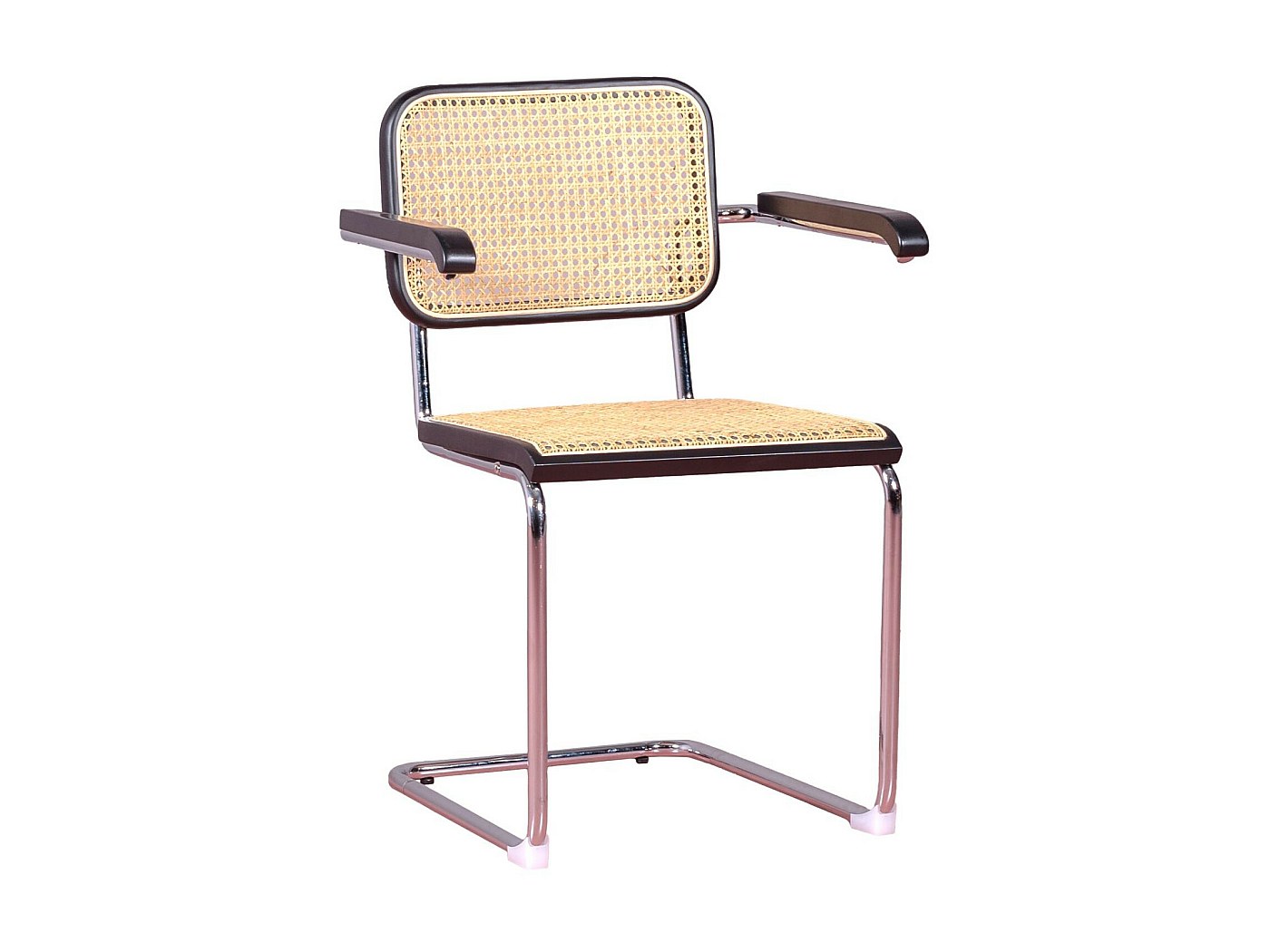 Retro stoel in rotan en beukenhout met armleuningen - Cesca - Zwart