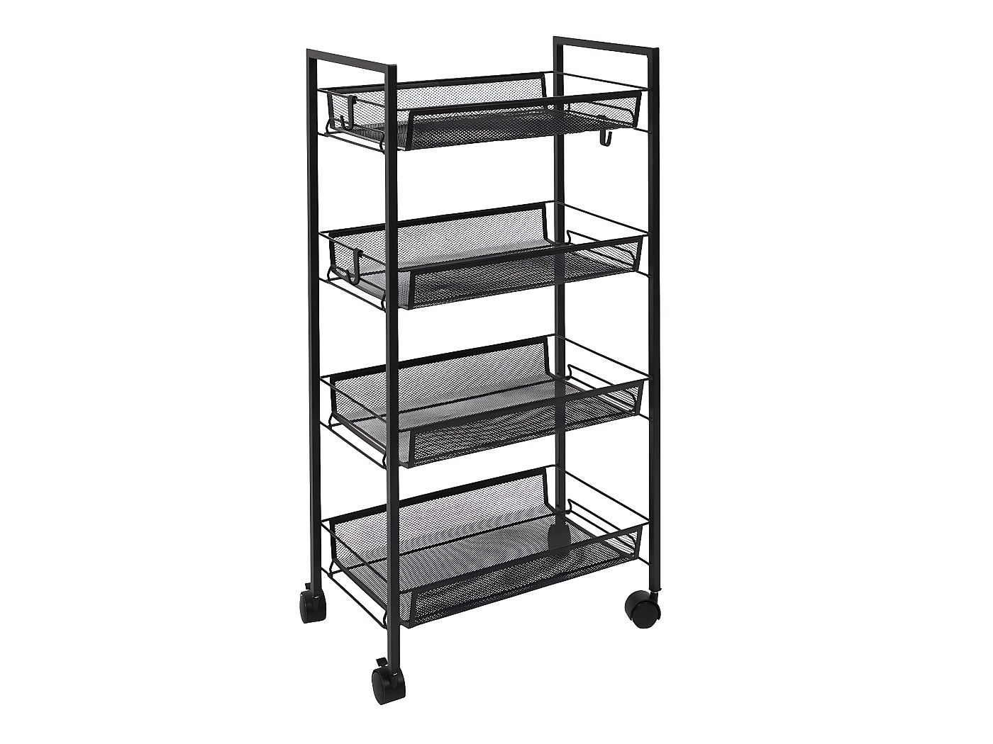 PANIL - Desserte à Roulettes Métallique Noire 4 Niveaux